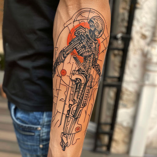Cybernetic arm tattoo in Adrian Smith style – IMAGELLA