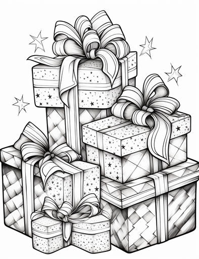 Gift boxes coloring page for kids – IMAGELLA