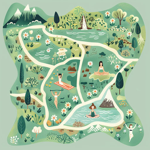 Wellness map with yoga poses and spa elements – IMAGELLA