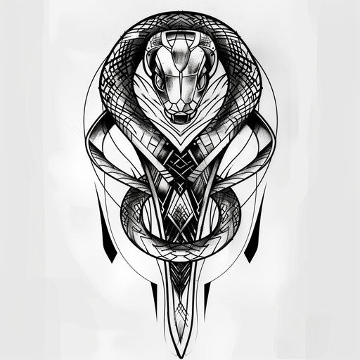 Contemporary tattoo sketch of abstract black mamba patterns, geometric ...