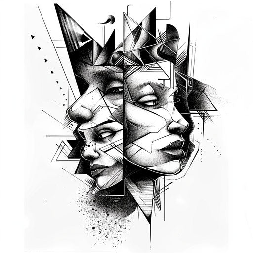 Abstract king and queen faces formed by geometric shapes – IMAGELLA
