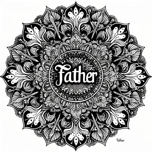 Intricate mandala with the word 'Father' woven into the design – IMAGELLA