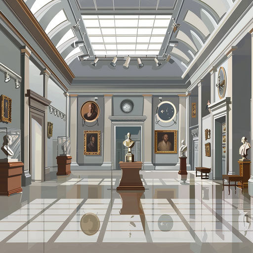 Realistic museum illustration with flat white background – IMAGELLA