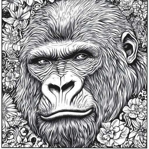 Gorilla with intricate fur patterns Mark Schultz style – IMAGELLA