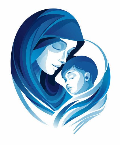 Blue hugs logo, emotive figurative style, mother and child – IMAGELLA