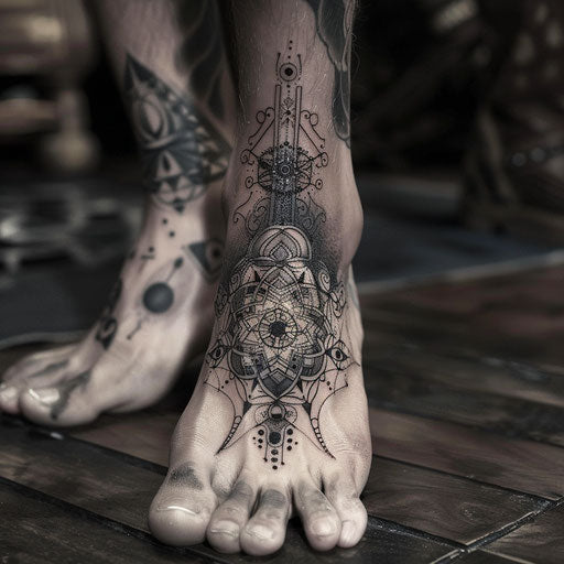 Spiritual tattoos of a sacred geometry pattern on the foot – IMAGELLA