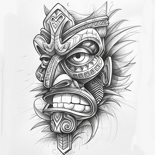 Stylized sketch of a moko design with exaggerated features and pop art ...