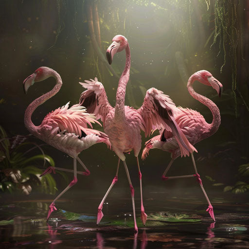 Group of flamingos in ballet pose – IMAGELLA