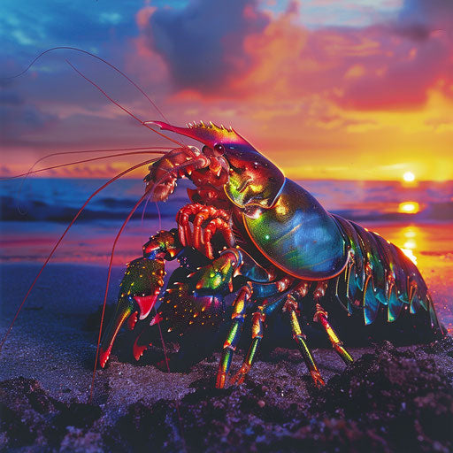 Mantis shrimp at sunset, vibrant colors and striking contrast – IMAGELLA