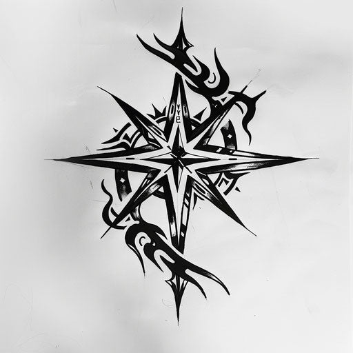 Tribal tattoo sketch of a compass rose – IMAGELLA