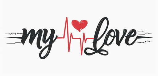 My love in cursive writing with a red and black ECG line – IMAGELLA