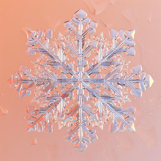 Realistic snowflake clipart on pastel peach background, highlighting ...