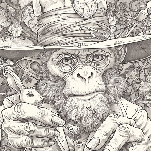 Whimsical monkey magician pulling a rabbit out of a hat – IMAGELLA