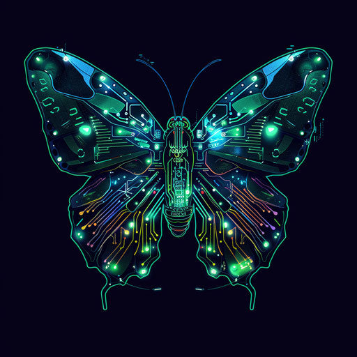 Futuristic cyber butterfly with circuit board wings – IMAGELLA