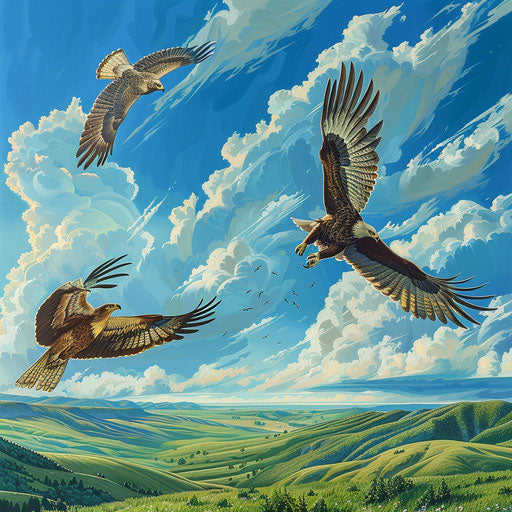 American eagle chasing a hawk in the blue sky – IMAGELLA