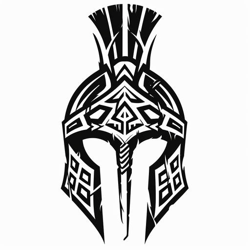 Tribal design of Spartan helmet on solid white background – IMAGELLA