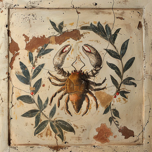 Ancient fresco of Cancer zodiac sign with mythological motifs – IMAGELLA