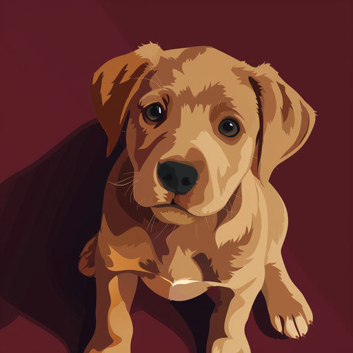 Flat background in deep maroon with realistic puppy clipart, dynamic ...