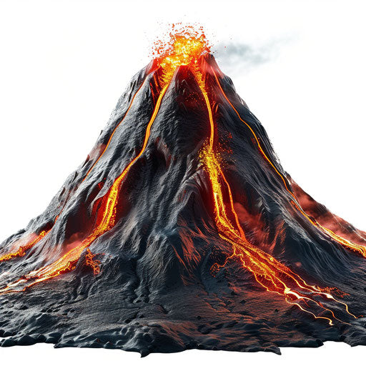 Realistic volcano illustration on flat white background – IMAGELLA