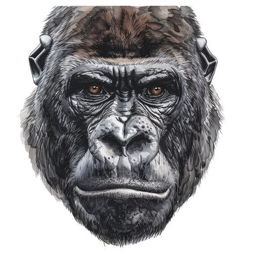 Realistic gorilla face tattoo design on white background – IMAGELLA