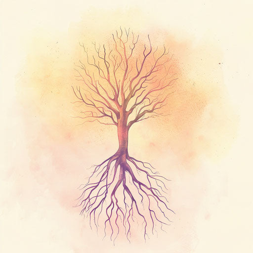 Flat tattoo sketch of a simple root with soft gradient background ...
