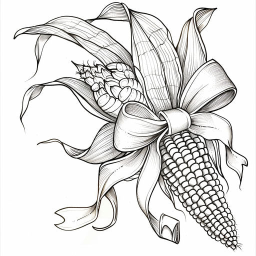 Corn cob adorned with a ribbon for a harvest festival. – IMAGELLA