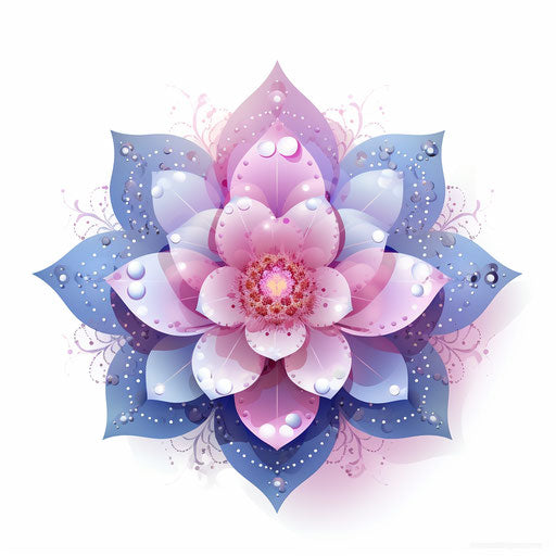Lotus flower with dots on white background, in light magenta and light ...