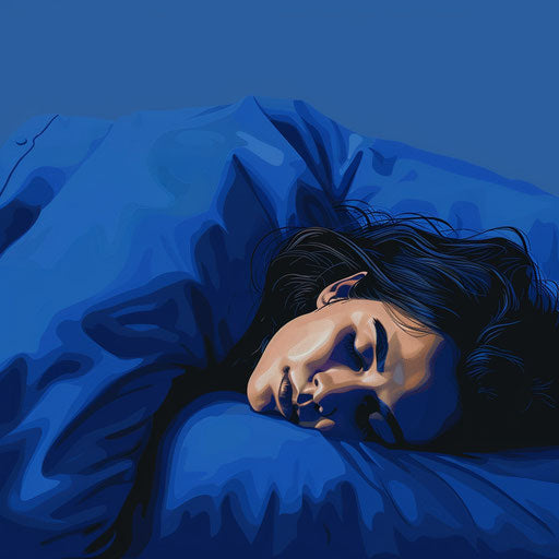 Realistic sleep illustration on flat royal blue background – IMAGELLA