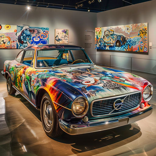 Art car: a 1966 Volvo P1800 completely covered in colorful, hand ...