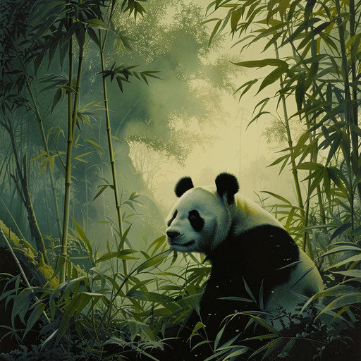 Giant panda in a lush bamboo grove at dawn – IMAGELLA
