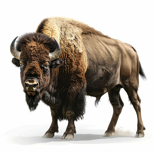 Bison illustration in a photo realistic style on white background ...
