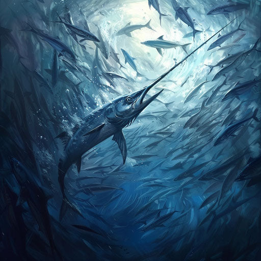 A swordfish chasing its prey among a school of sardines – IMAGELLA