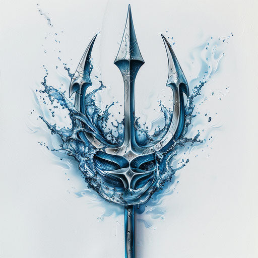 Realistic trident tattoo with shimmering water effects – IMAGELLA