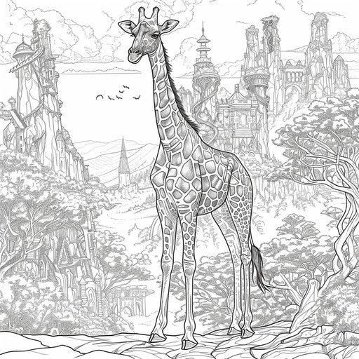 Epic fantasy giraffe in a mythical landscape – IMAGELLA