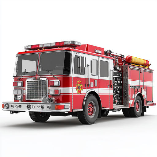 3D fire engine on flat white background, isolated clipart – IMAGELLA