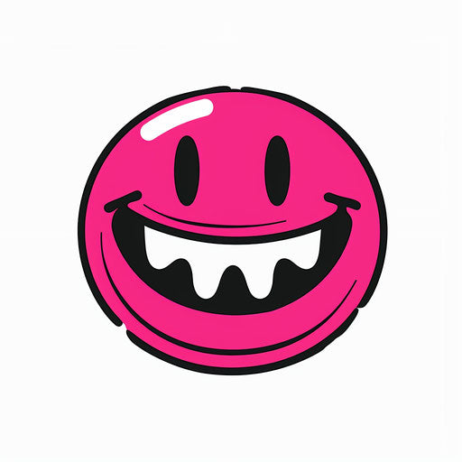 Minimalistic pink smiley face with exaggerated fang – IMAGELLA