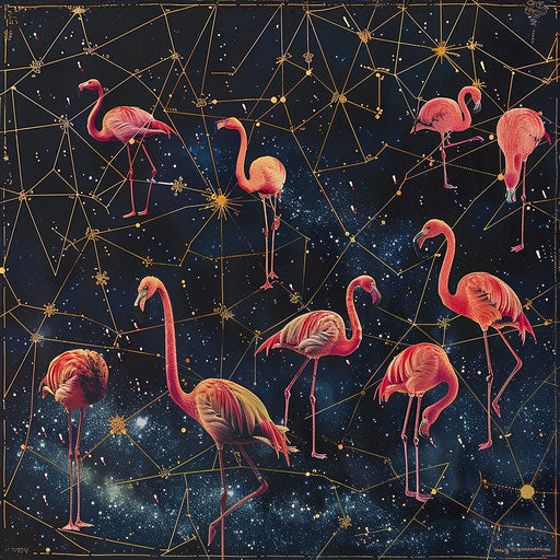 Flamingos as constellations in the night sky map – IMAGELLA