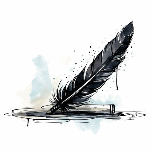 Drawing of quill in the style of Chiaroscuro Art, on white background ...