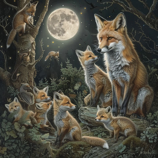 Fox teaching kits to hunt under moonlight – IMAGELLA