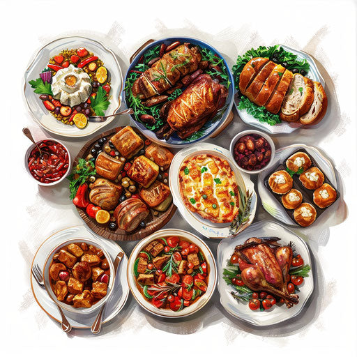 Realistic potluck clipart on flat white background – IMAGELLA