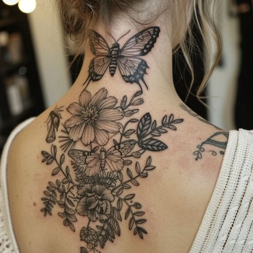 Neck tattoo with detailed insect art – IMAGELLA