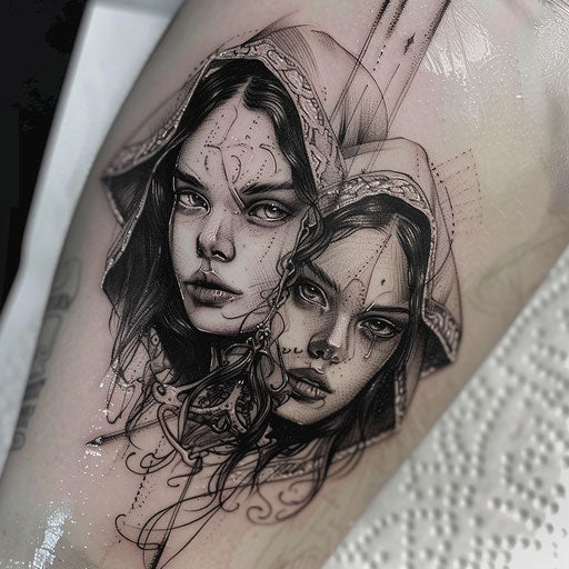 Gritty sister tattoos inspired by dark fantasy themes – IMAGELLA