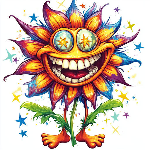 Humorous caricature of a wildflower with human characteristics – IMAGELLA