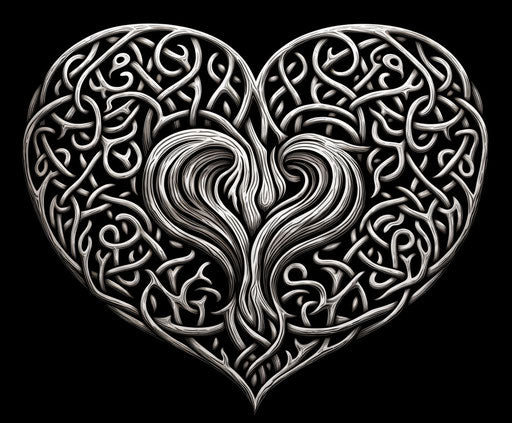 Free celtic heart pattern, sentimental realism style, dark silver and ...