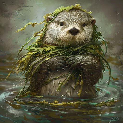 Otter wrapped in seaweed, masquerading as a sea monster – IMAGELLA