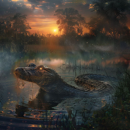 Titanoboa in a serene ancient swamp at dawn – IMAGELLA