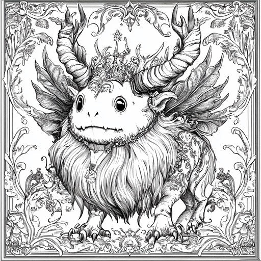 Elegant Victorian monster, Jan Brett style, coloring – IMAGELLA