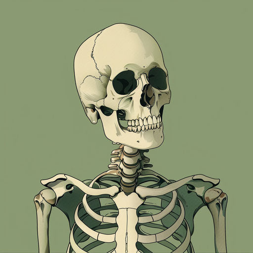 Skeleton clipart with subtle, muted olive background – IMAGELLA