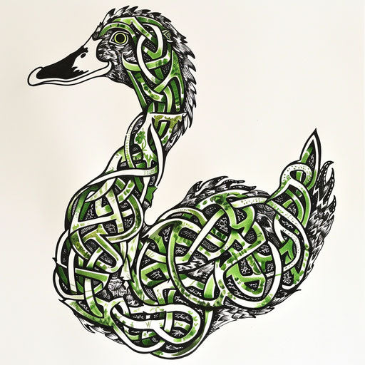 Celtic duck tattoo design in green and black – IMAGELLA