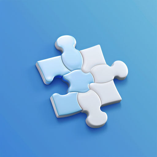 Realistic puzzle piece illustration on blue background – IMAGELLA